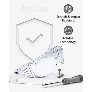 Aqulius 3 Bulk Pack Safety Glasses Over Eyeglasses (Anti-Fog & Scratch Resistant) Crystal Clear Eye Protection - OTG Safety Goggles