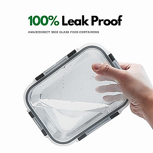 Amaxe Direct 5 Pack 36OZ Kitchen Leak-Proof Glass Food Storage Containers - Thick & Durable Glass Meal Prep Containers - Airtight Easy to Clean Glass Storage Containers with Lids