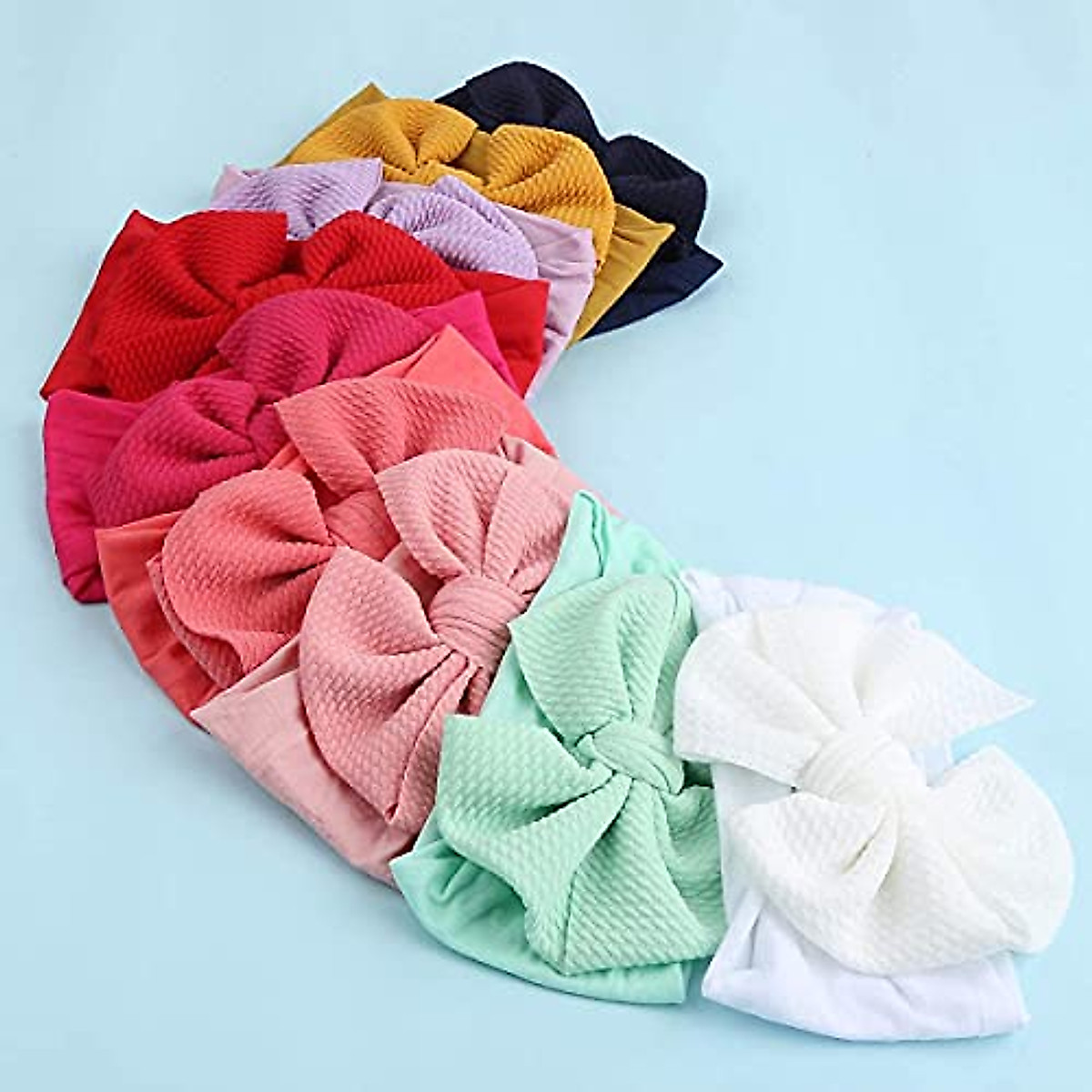 Makone 9PCS Baby Nylon Headbands Hair Accessories Hair Bows Stretchy Headband for Baby Girls Babies Newborn Infant Toddler