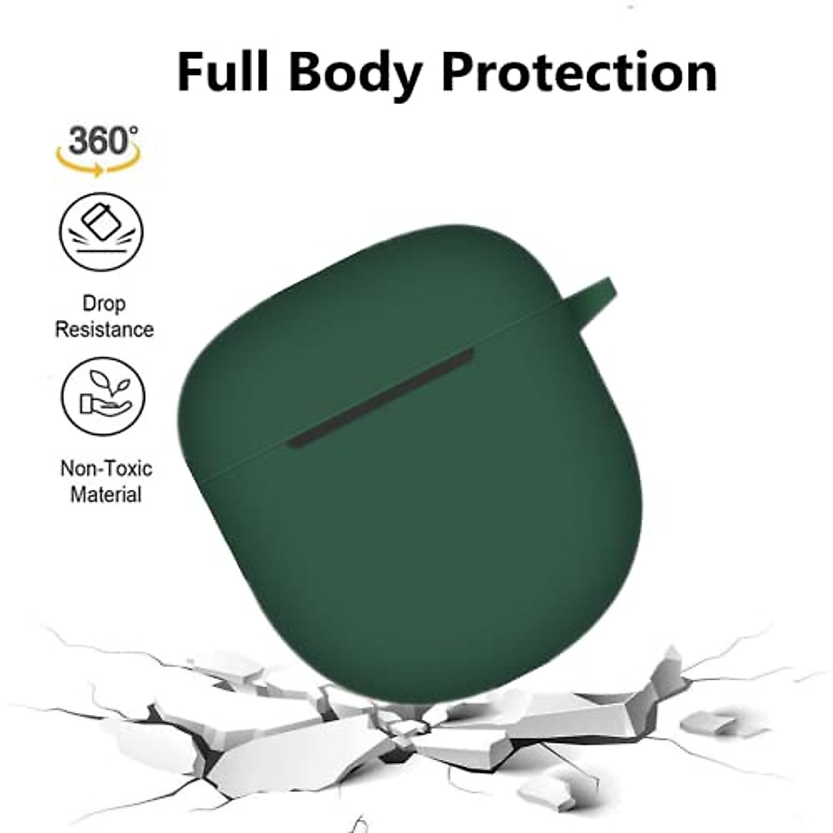 Ankersaila Case Compatible with Bose QuietComfort Earbuds II 2022,Soft Silicone Shockproof Anti-Scratch Protective Cover (Dark Green)