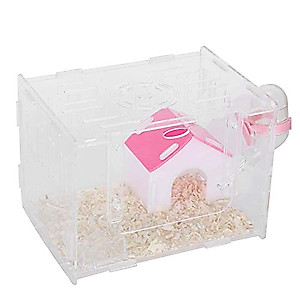 Hamster Single Layer House, Single Layer Pet Cage Transparent Hamster Cage, Hamster Supplies with Feeding Basin Acrylic Aquarium Aniamals Pets for Fish Tank(Small)