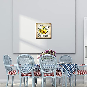 Sunflower Canvas Wall Art You Are My Sunshine Inspirational Quote Sign for Kitchen Living Room Wall Decor (12" x 12", Sunflower)