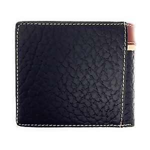 Western Genuine Leather Floral Tooled Texas Star Concho Mens Short Bifold Wallet in 2 colors (Black)