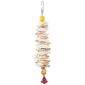 balacoo Bird Cuttlebone Cuttlefish Bones with Bell Beak Stone Parrot Beak Grinder Desalting Toy Cuddle Bone Pet Training Calcium Chew Molar Toy Hanging 25CM