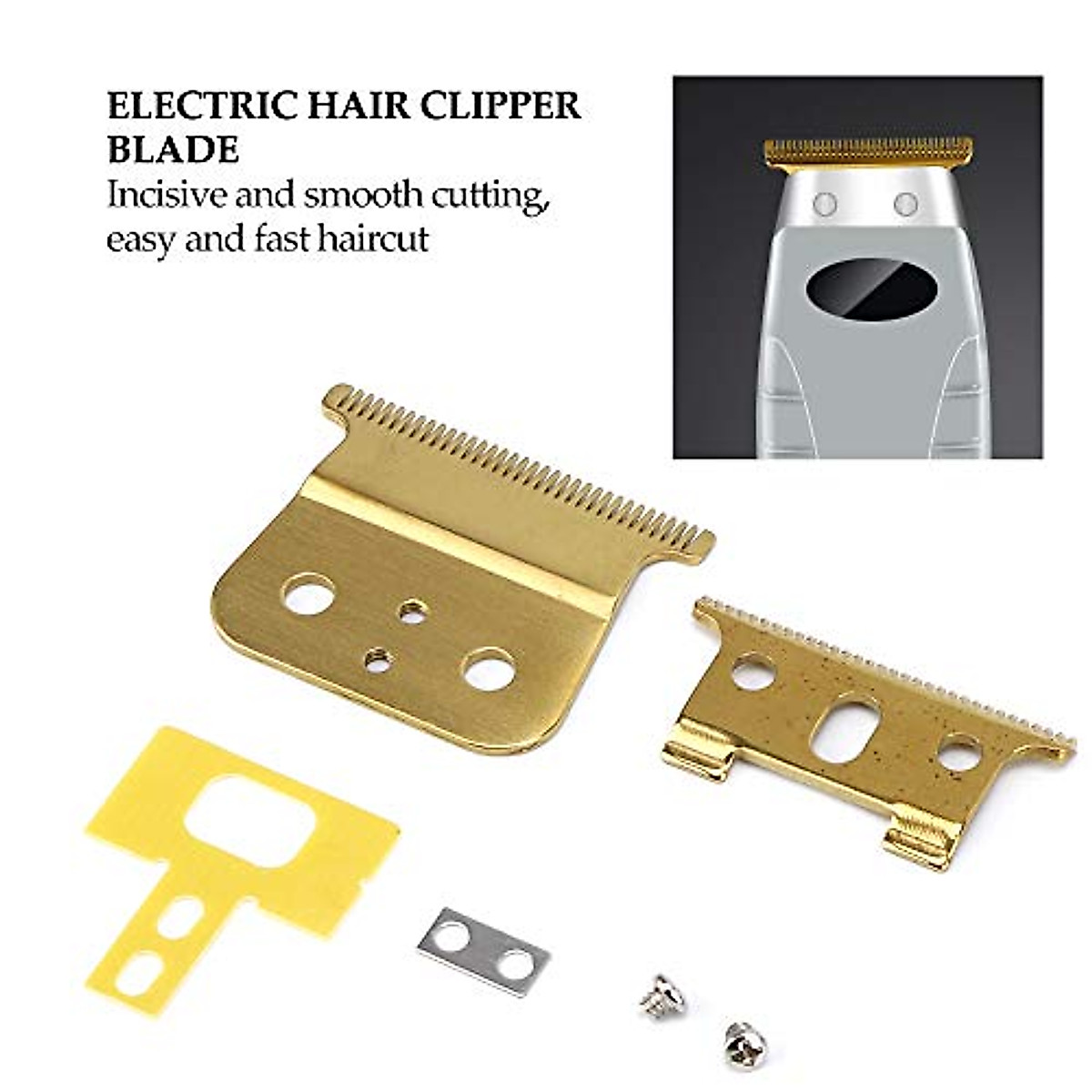 Hair Clipper Blade, 2pcs Steel Replacement Electric Hair Clipper Blade Hair Trimmer Metal Replacement Cutter Head Tool(Gold)