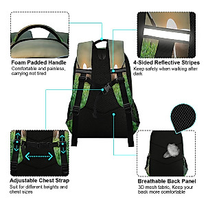 Golf Ball Sport Grass Backpack School Bookbag Laptop Purse Casual Daypack for Teen Girls Women Boys Men College Travel