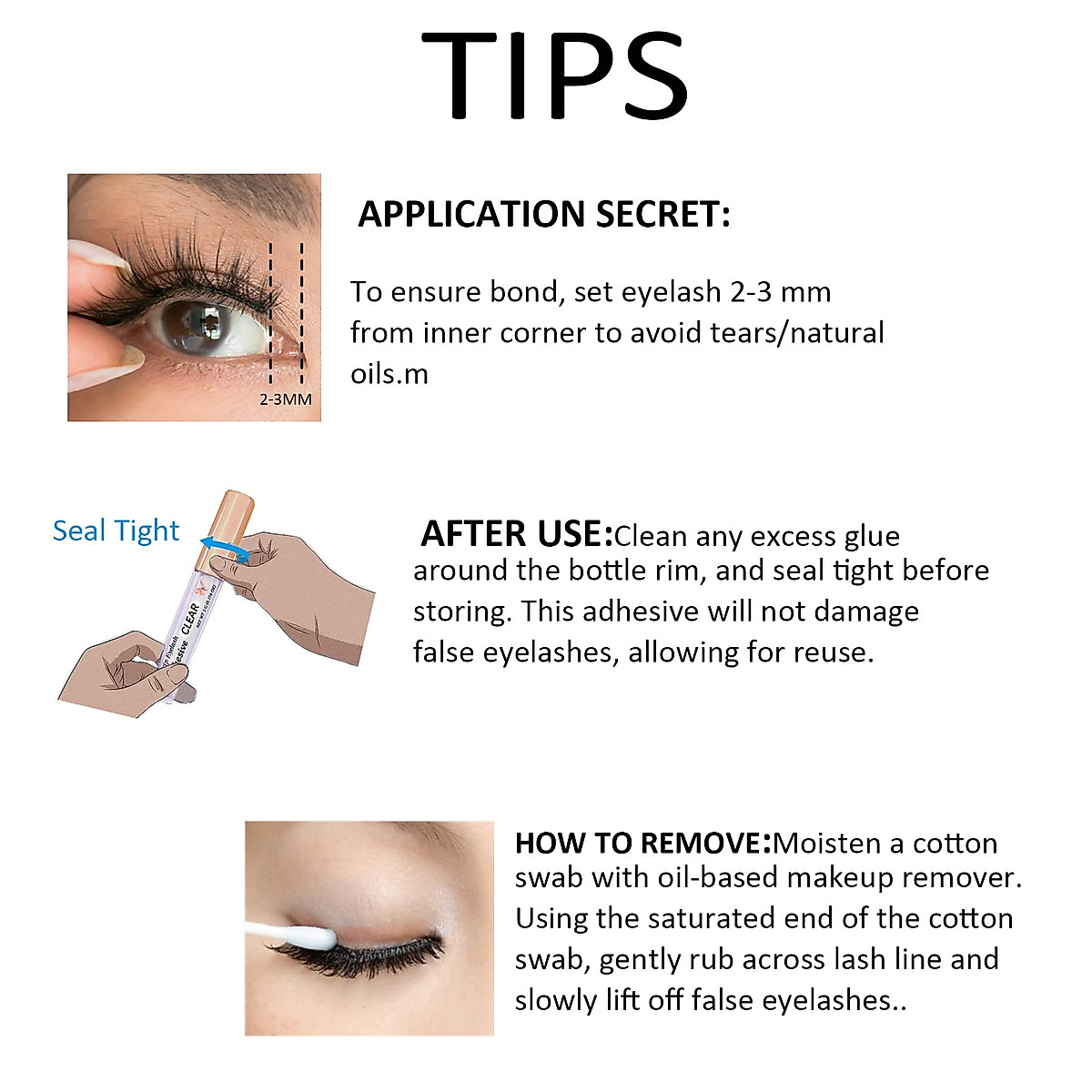 Clear Eyelash Glue Super Strong Hold Clear Eyelash Adhesive Waterproof Lash Glue Latex-Free Suitable for Sensitive Eyes Lashes Glue 5ml 0.18 OZ (1 Pack Clear)