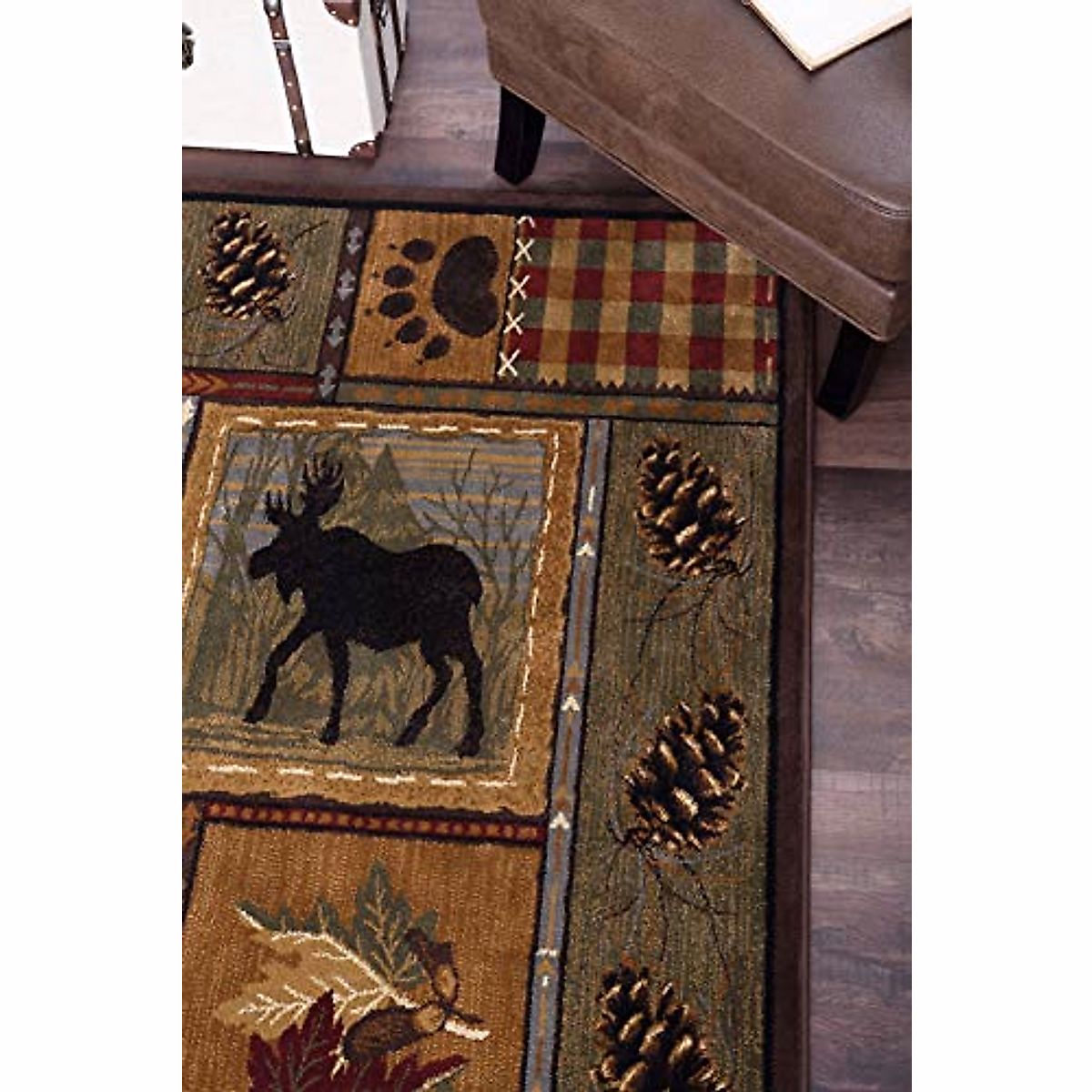 Homespun Cabin Multi-Color Large Area Rugs 9x12 for Living Room & Bedroom - Cabin, Lodge and Farmhouse Style Rustic Indoor Carpet