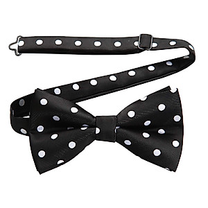 HISDERN Bow Ties for Men Polka Dot Pretied Bowtie Black Classic Formal Business Bow Tie Adjustable Tuxedo Bowties for Wedding & Party