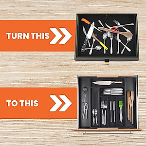 Kozy Home Solutions Kitchen Drawer Organizer Silverware Holder Expandable Tray and Utensil Holder 15" Max Width Kitchen Gadgets with Divider Organizers for Fork Spoon Knife Cutlery and Flatware