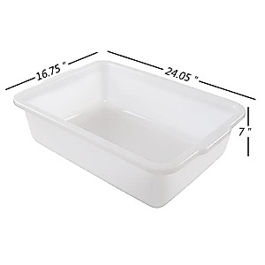 Zopnny Pack of 4 Plastic Plastic Bus Tub, Large Commercial Utility Bus Boxes Set, 35 L, White