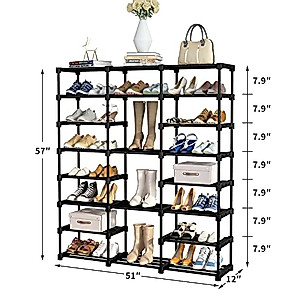 SRQMQ Shoe Rack Organizer, 8 Tiers Metal Shoe Rack Holds 46 Pairs Shoes, Freestanding Shoe Racks That Can be Assembled into A Variety of Shapes are Suitable for Entryway, Bedrooms and Stair Passage