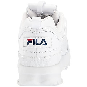 Fila Women's Disruptor II Premium Comfortable Sneakers, White/Navy/Red, 8.5