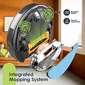 Robot Vacuum and Mop Combo, 3 in 1 Mopping Robotic Vacuum with Schedule, App/2.4Ghz Wi-Fi/Alexa, 1600Pa Max Suction, Self-Charging Robot Vacuum Cleaner, Slim, Ideal for Hard Floor, Pet Hair, Carpet