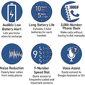 Panasonic Link2Cell Bluetooth DECT 6.0 Expandable Cordless Phone System with Answering Machine and Enhanced Noise Reduction - 5 Handsets - KX-TGE675B (Black)