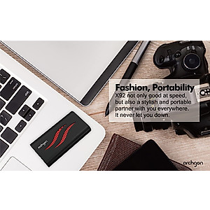 Archgon 1TB Thunderbolt 3 Certified Aluminum External SSD Portable M.2 PCIe NVMe Solid State Drive with Dual Layer Heatsink Max. Speed up to Read 3400MB/s Model X92 (1TB, Black)
