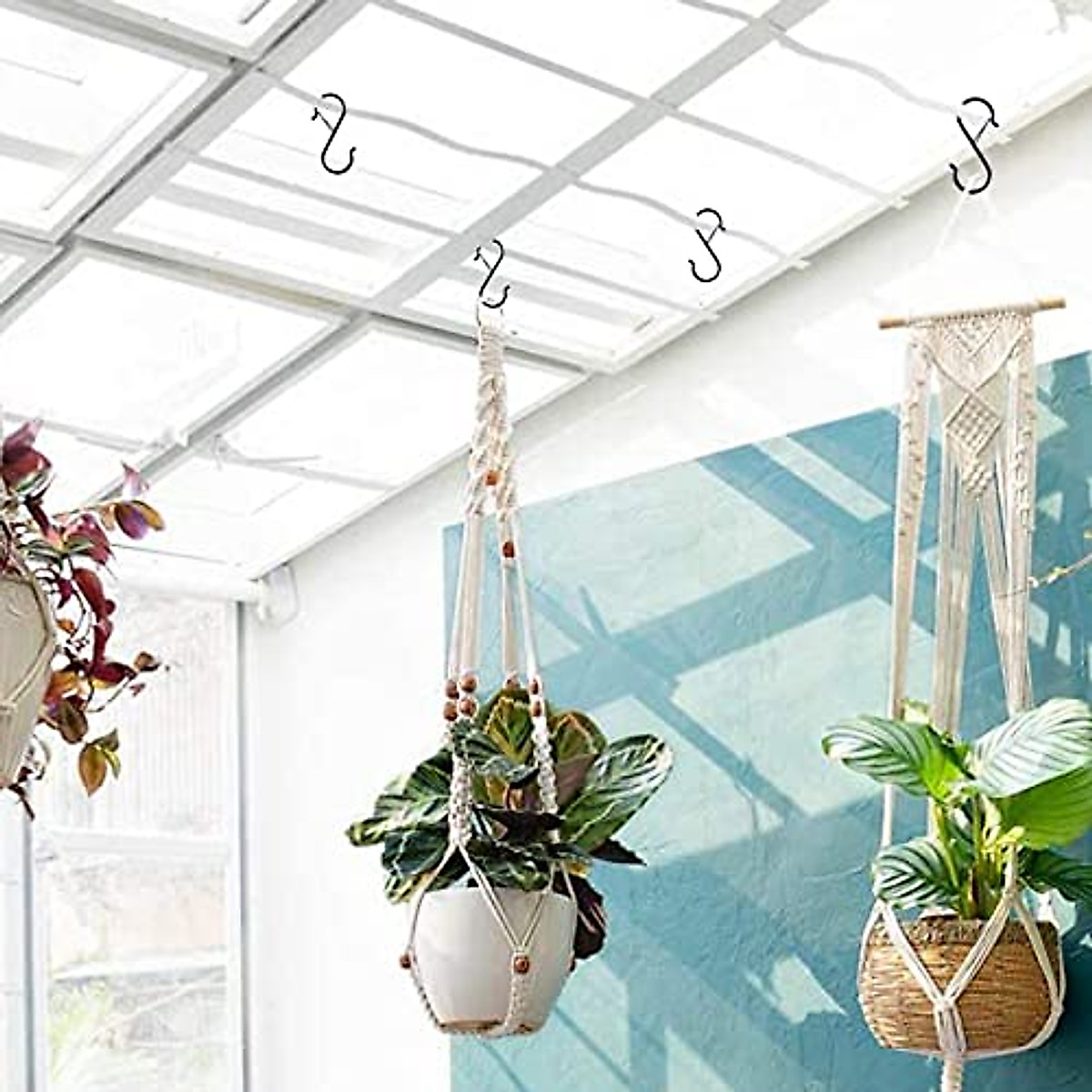 Baoswi 9 Pack S Hooks for Hanging Black S Hooks Heavy Duty Metal Hooks with Safety Buckle Design for Hanging Plants, Lights, Kitchenware, Pans, Pots, Utensils, Clothes, Towels