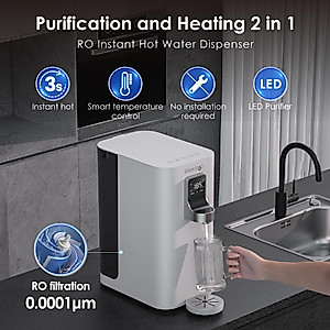 Waterdrop K19-H Countertop Reverse Osmosis System, 𝐈𝐧𝐬𝐭𝐚𝐧𝐭 𝐇𝐨𝐭 Water Dispenser, 4 Stage Reverse Osmosis Water Filter Countertop, 3:1 Pure to Drain, 4 Temperature Options, No Installation