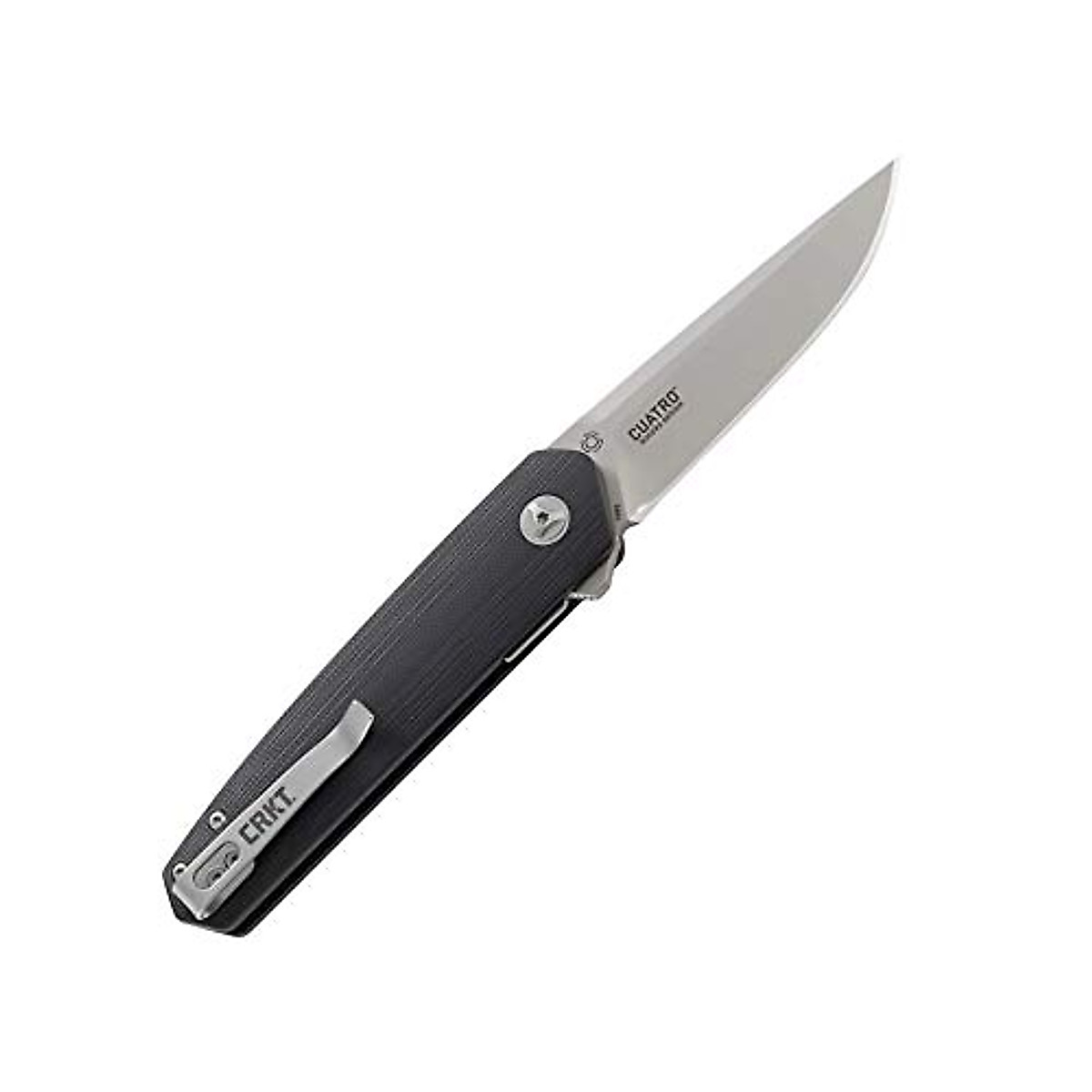 CRKT Cuatro Folding Carry Knife: Plain Edge Folder with Liner Lock - Everyday Carry Folded Knife with IKBS Ball Bearing Pivot System and G10 Handle 7090