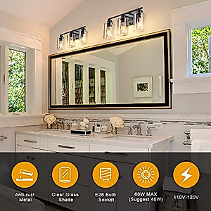 GZDEZCL Bathroom Vanity Light Fixtures, 3-Light Bathroom Wall Light Matte Black Bathroom Wall Lamp Modern Wall Sconce Lighting with Clear Glass Shade for Mirror Bedroom Powder Room Hallway(17.7 Inch)