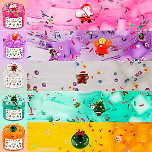 5 Pack Jelly Clear Slime Kit,Cute Toys and Stickers,Super Soft and Non-Sticky, Party Favors and Stress Relief Toy for Girls and Boys,DIY Slime Toy for Kids