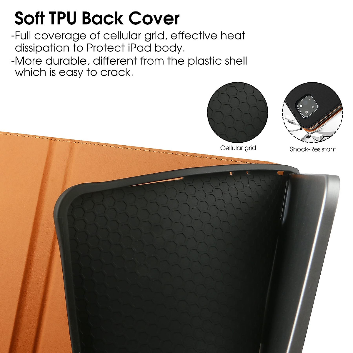 for iPad Pro 12.9 Case 6th/5th/4th/3rd Generation Case 2022/2021/2020/2018, Folio Stand Cover with Multiple Angles & Auto Sleep/Wake for iPad 12.9 Inch Pro 6th/5th/4th Gen, NavyBlue/Brown