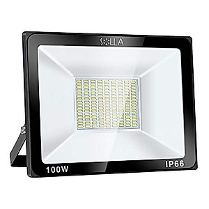 SOLLA 100W LED Flood Light, IP66 Waterproof, 8000lm, 550W Equivalent, Super Bright Outdoor Security Lights, 6000K Daylight White, Outdoor Floodlight for Garage, Garden, Lawn and Yard