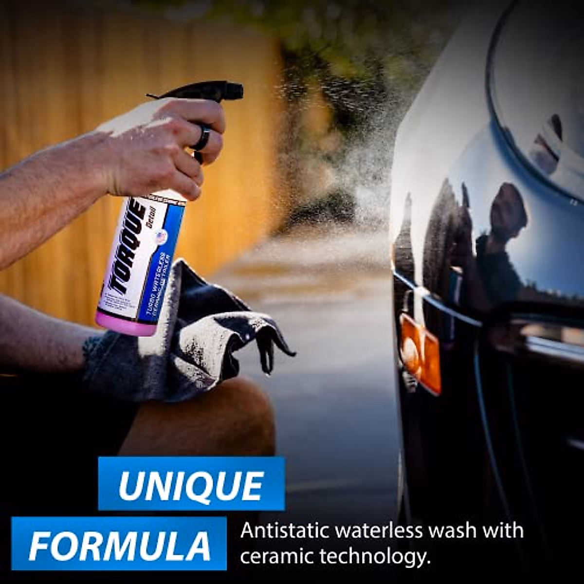 Torque Detail Ceramic Waterless Wash & Quick Detailer - Anti-Static Waterless Car Wash & Quick Detailer - Super High Gloss Formula, Enhances Shine of Top Coat Wax or Ceramic Coating (16 fl. oz)