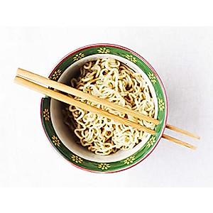 Ebros Gift Colorful Green And Yellow River Koi Fishes With Crystals Ramen Udong Noodles Bowl With Built In Chopsticks Rest and Bamboo Chopstick Set for Kitchen Dining Soup Rice Meal Bowls (1)