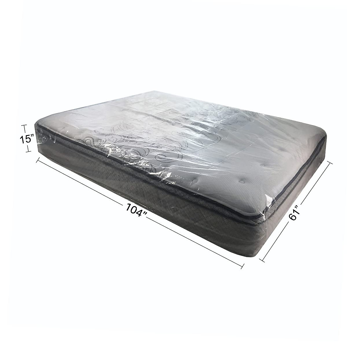 uBoxes Queen Mattress Clear Plastic Poly Covers, 61 x 15 x 104 inch, Heavy Duty 2 mil, 1 Pack