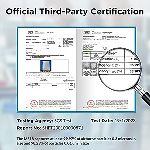 MS18 Air Purifiers for Home Large Room Up to 825 Sq Ft, Air Cleaner with H13 True HEPA Filter and Washable Pre-Filter, Remove 99.97% of Allergies, Smoke, Dust, Mold, Pets Dander, Pollen for Bedroom Office Living Room by Membrane Solutions