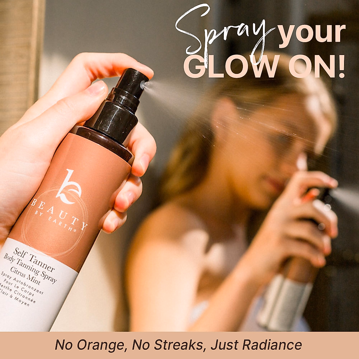 Self Tanner Spray - USA Made with Natural & Organic Ingredients, Fast Drying Spray Tan for Pale Skin, Non Toxic Gradual Tanning Spray, Sunless Tanning Water for Women & Men, Medium to Dark