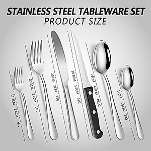 Silverware Set 24-Pieces Flatware Set Cutlery Set with Steak Knives Food-Grade Stainless Steel Home Essentials for New Home Forks Spoons And Knives Set Dishwasher Safe Daily Household Use