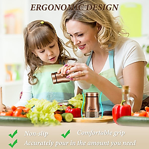 Copper Salt and Pepper Shakers Set, 5 oz Glass Bottom Salt Shaker with Stainless Steel Lid Modern Farmhouse Kitchen Decor and Accessories for Restaurant, Wedding, Housewarming Gifts (Copper)