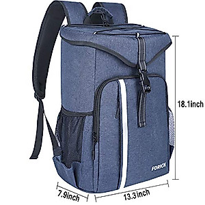 FORICH Cooler Backpack Insulated Backpack Cooler Bag Leak Proof Portable Soft Cooler Backpacks to Work Lunch Travel Beach Camping Hiking Picnic Fishing Beer Bottle for Men Women, 30 Cans (Z - Blue)