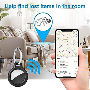 Ainiv Holder Case for AirTags, Waterproof Protective Case for AirTags, Ultra Light Anti-Scratch Protective AirTag with Keychain, Item Finders for Pets, Luggage, Wallet, Backpacks-Black