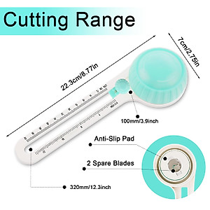 Andibro Circle Cutter for Crafts, Adjustable Circle Paper Cutter, Paper Trimmer with 3 Replaceable Blades Rotary Circle Maker Circular Cutting Scrapbooking Tool for Art DIY Crafts 3.9-12.6in (Green)