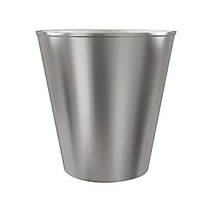 nu steel Round Metal Small 2.5 Gallon Recycle Trash Can Wastebasket, Garbage Container Bin for Bathrooms, Kitchen, Bedroom, Home Office - Durable Stainless Steel - Shiny Steel Finish