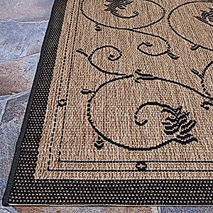 Couristan Recife Veranda 5-Feet 3-Inch by 7-Feet 6-Inch Rug, Cocoa and Black
