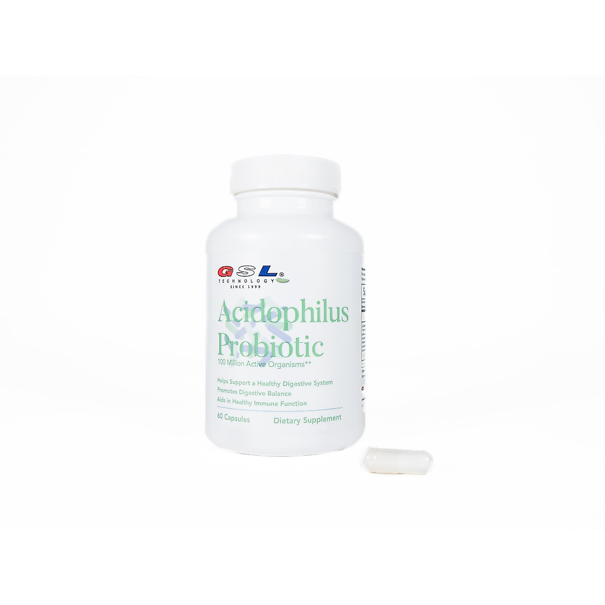 GSL Technology | Acidophilus Probiotic | 100 Million Active Organisms | Dietary Supplement for Gut Health | Made in The USA | 3 Pack of 60 Count (180 Capsules Total)