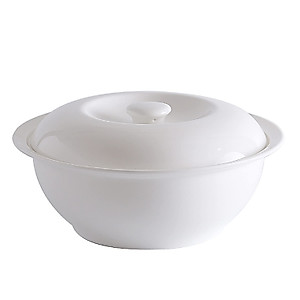 Stock Pot,Accguan 1.7 Quart White Stockpot with Lid, Classic Porcelain Stockpot,Elegant Ceramic Casserole with Lid