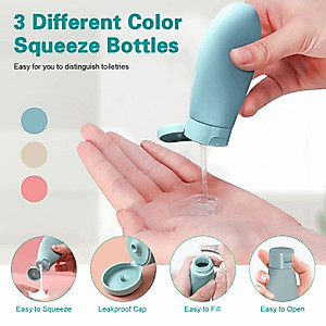 ZGDZ Reusable Travel Size Toiletry Bottles Leakproof Travel Skincare Containers Kit TSA Approved Carry on Airplane Essentials Accessories Shampoo Conditioner Sub-Bottling Set Refillable Quart Bag