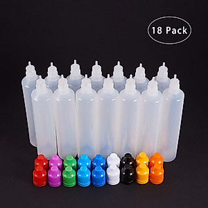 BENECREAT 18 Pack 2oz/60ml Plastic Squeeze Dropper Bottle Thin Tip Bottle with Childproof Caps, 4 Funnel and 2 Dropper for Glue DIY Craft