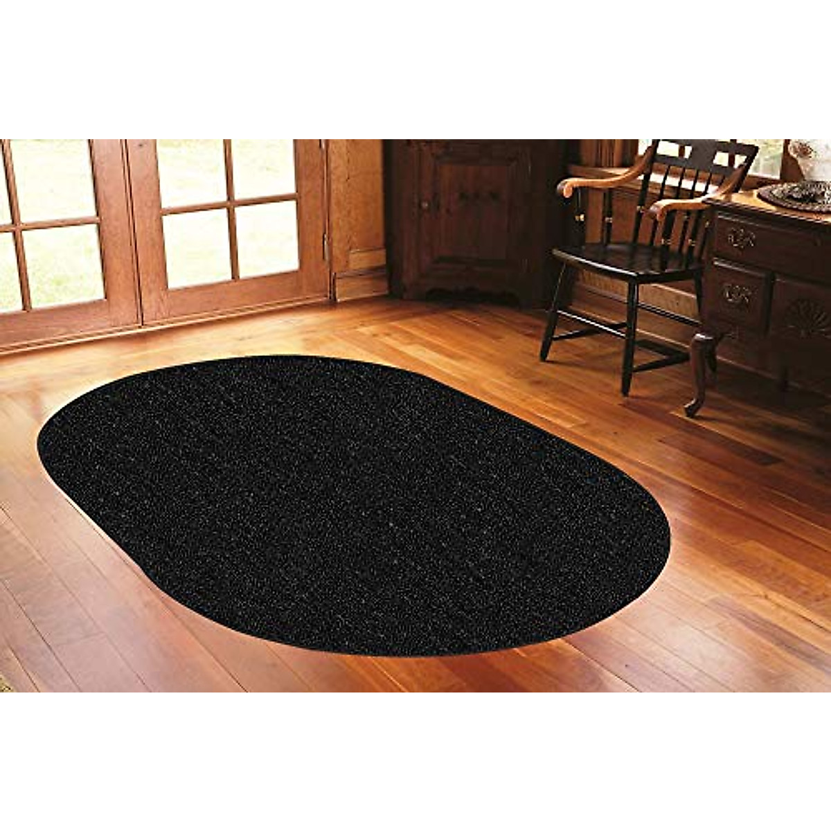 Ambiant Saturn Collection Pet Friendly Indoor Outdoor Area Rugs Black - 5' x 8' Oval