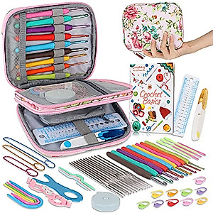 Coopay 55 PCS Crochet Hook Set, Crochet Kit Beginners Crochet Hook Kit with Case, Colorful Ergonomic Crochet Hooks and Lace Crochet Hooks, Compact Crochet Set with Complete Knitting & Crochet Supplies