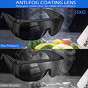 OXG Anti Fog Safety Glasses, ANSI Z87.1 Certified Over Prescription Glasses Safety Goggles UV Protection Impact Resistant Eyewear Protective