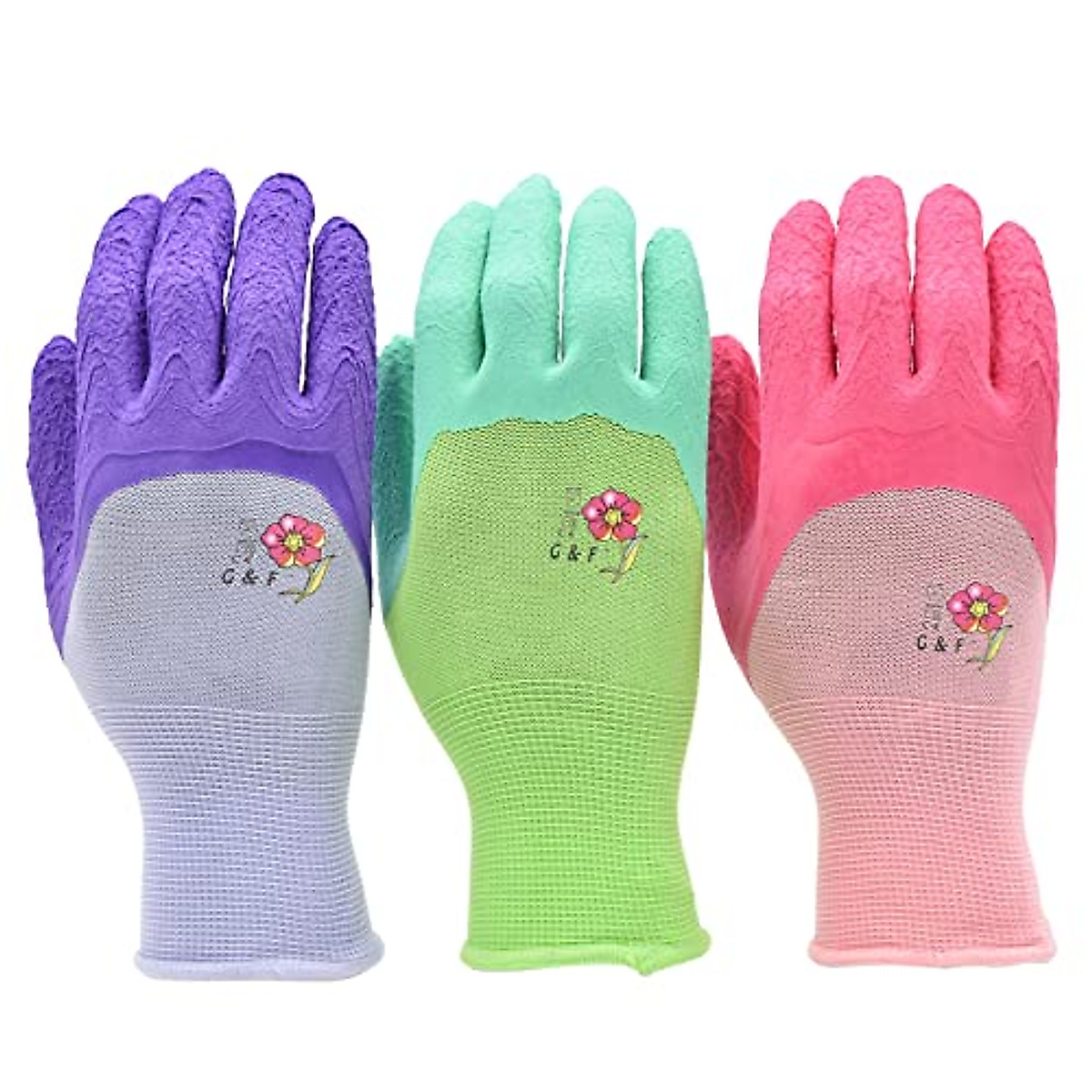 Women Gardening Gloves with Micro Foam Coating - Garden Gloves Texture Grip - Women’s Work Gloves 3 Pair Pack - Working Gloves For Weeding, Digging, Raking and Pruning