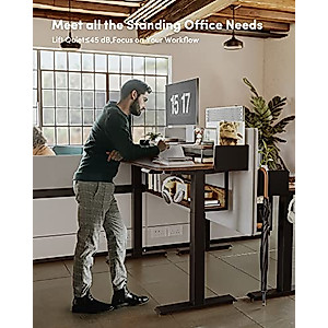 BANTI 48"x24" Standing Desk Adjustable Electric Height with Monitor Stand, Double Storage Shelves Stand Up Desk, Home Office Workstation Sit Stand up Desk (Rustic Brown)