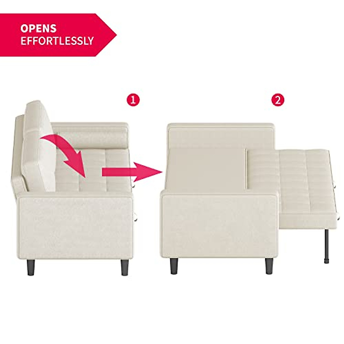 MUZZ 79" Sofa Bed, Linen Fabric Couch Bed, Sleeper Sofa Bed with Movable Backrest Cushion, Sleeper Sofa Couch for Living Room, Apartment, Small Spaces (Beige)