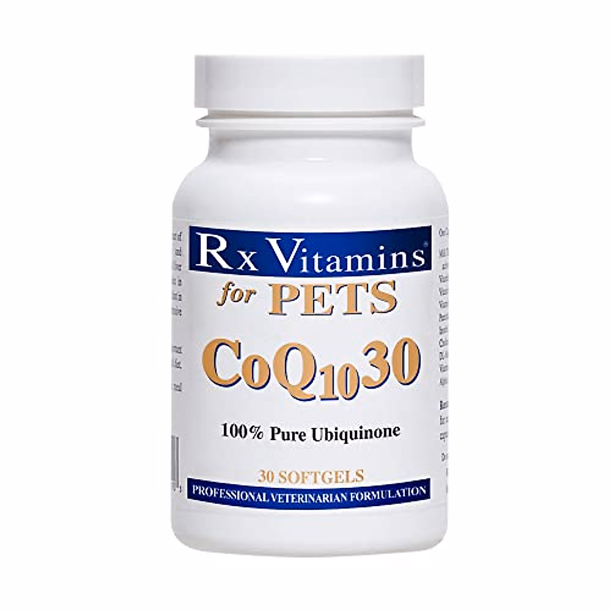 Rx Vitamins for Pets COQ10-30 for Dogs & Cats - Pharmaceutical Grade Ubiquinone - Professional Veterinary Formula - 30 Softgels